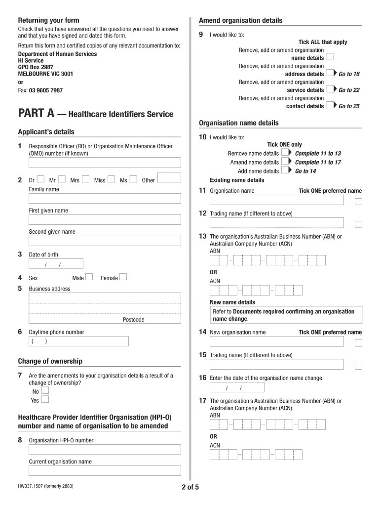 Fillable Online humanservices gov Healthcare Identifiers Service ...