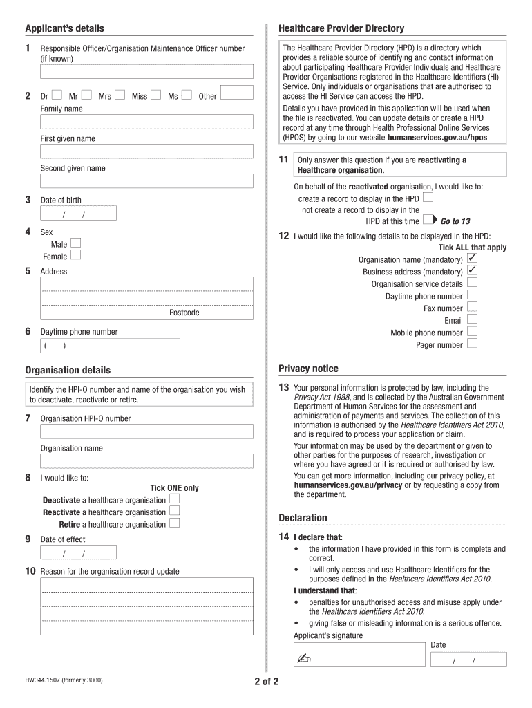 Fillable Online humanservices gov Healthcare Identifiers Service ...