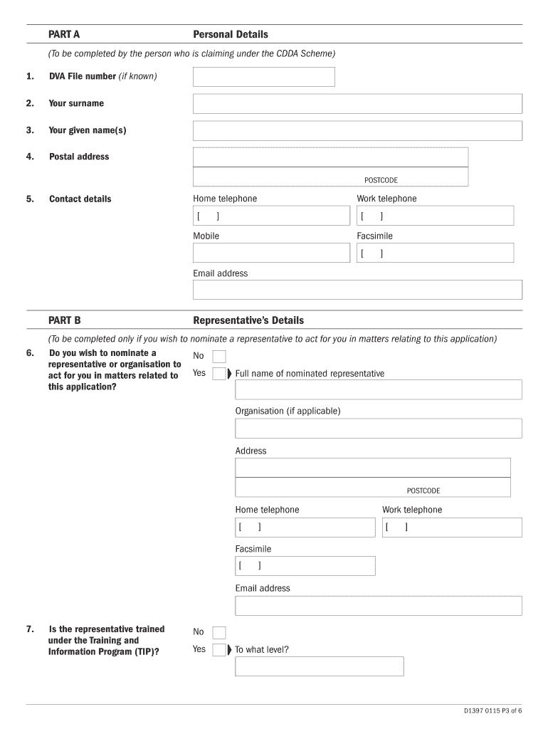 Fillable Online dva gov D1397 Defective Administration Compensation Application form Fax Email ...
