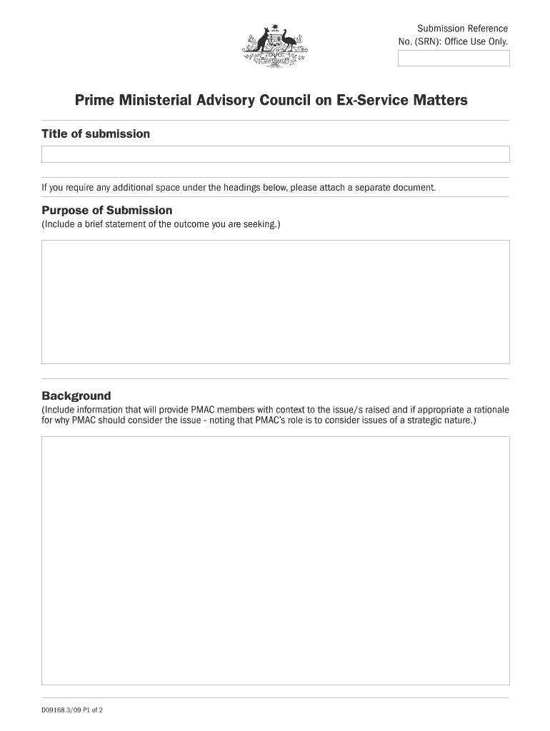Fillable Online dva gov Prime Ministerial Advisory Council on Ex ...