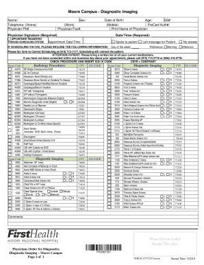 Fillable Online firsthealth Moore Campus - Diagnostic Imaging - First ...
