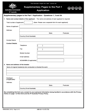 Fillable Online ipaustralia gov Supplementary Pages to the Part 1 ...