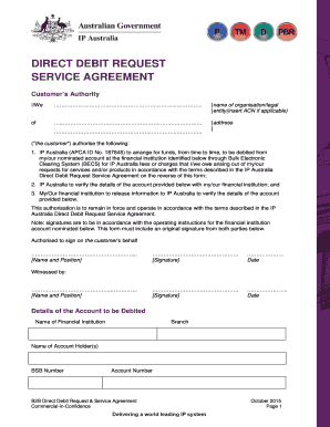Fillable Online ipaustralia gov DIRECT DEBIT REQUEST SERVICE AGREEMENT ...