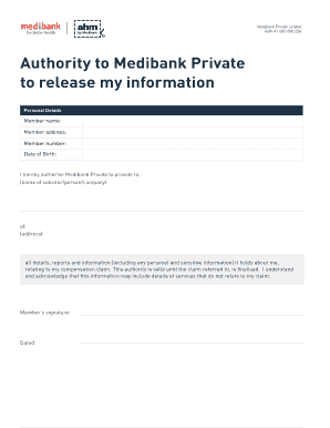 Fillable Online Authority to Medibank Private Fax Email Print - pdfFiller