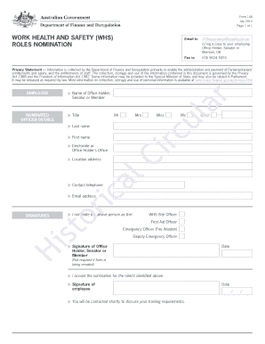 Fillable Online Form 144 July 2012 Page 1 of 1 WORK HEALTH AND SAFETY ...