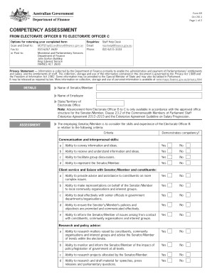 Fillable Online Form 69 Competency Assessment - From Electorate Officer ...