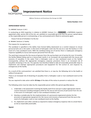 Fillable Online nopsema gov Improvement Notice - NOPSEMA - nopsema gov ...