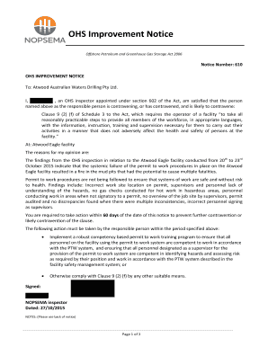 Fillable Online nopsema gov Notice Number 610 - nopsema gov Fax Email ...