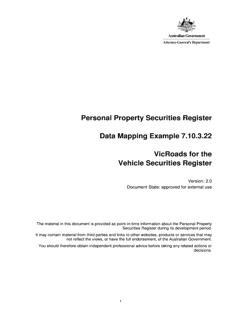 Fillable Online VicRoads for the Vehicle Securities Register Fax Email ...