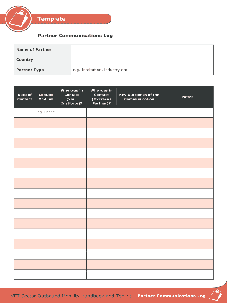 Fillable Online Partner Communications Log Fax Email Print - pdfFiller