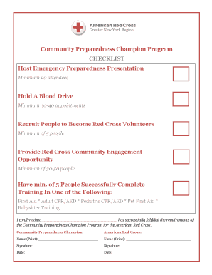 Fillable Online redcross Community Preparedness Champion Program ...
