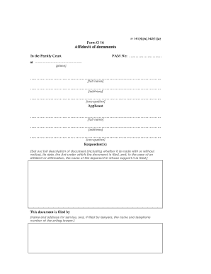 Fillable Online justice govt Form G 16 Affidavit of documents - Ministry of Justice Fax Email ...