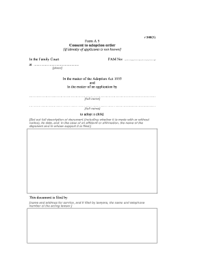 Fillable Online justice govt Form A 5 Consent to adoption order - justicegovtnz Fax Email Print ...