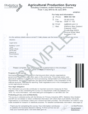 Fillable Online stats govt Agricultural Production Survey SAMPLE Fax ...