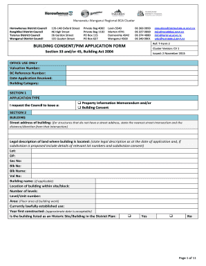Fillable Online BUILDING CONSENTPIM APPLICATION FORM Cluster Version CV ...
