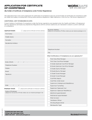 Fillable Online Application for Certificate of Competence By Holder of ...