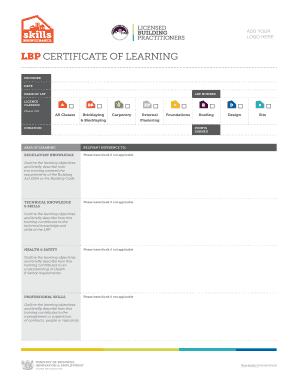 Fillable Online Licensed Building Practitioner Certificate of Learning ...
