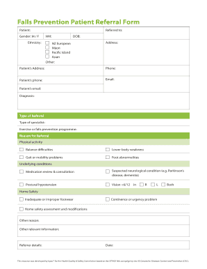 Fillable Online hqsc govt Falls Prevention Patient Referral Form ...