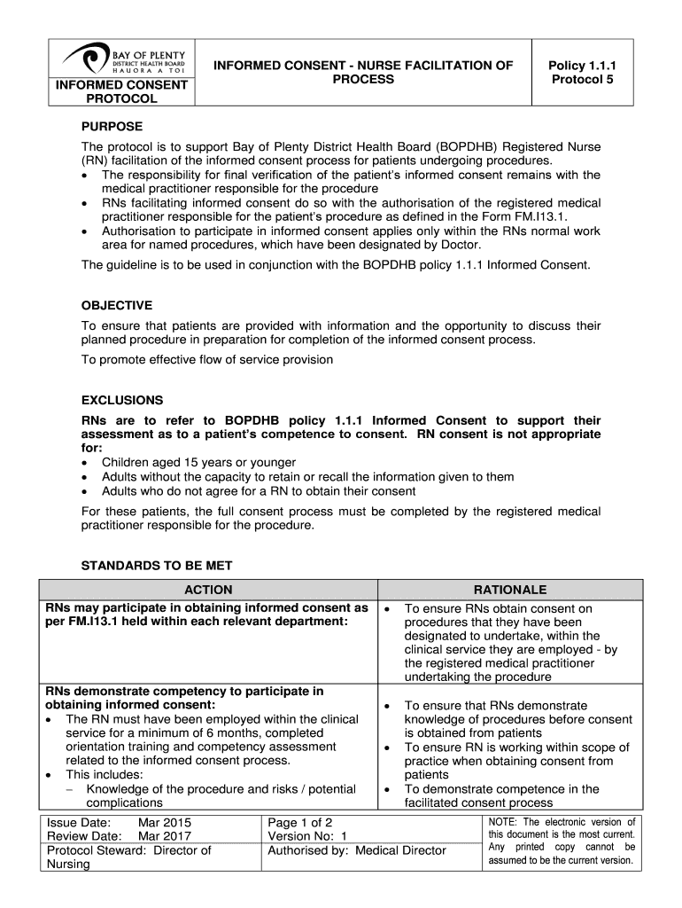 Fillable Online Informed Consent - Nurse Facilitation of Process ...