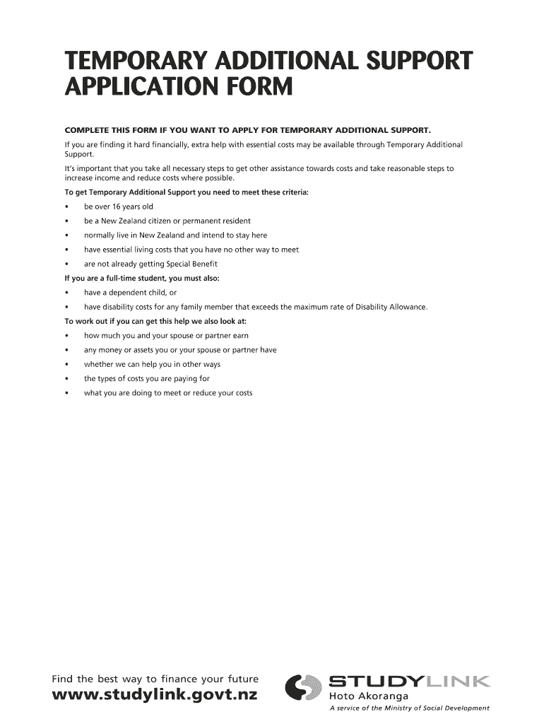 Fillable Online TEMPORARY ADDITIONAL SUPPORT Fax Email Print - pdfFiller