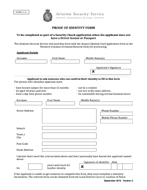 Fillable Online PROOF OF IDENTITY FORM - Aviation Security Service Fax ...
