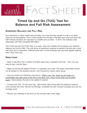 Fillable Online Timed Up and Go TUG Test for Balance and Fall Risk Fax ...