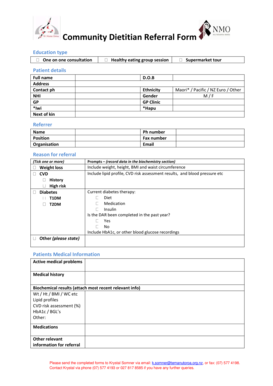 Fillable Online Community Dietitian Referral Form - Bay Navigator Fax ...