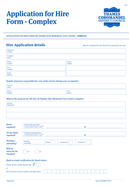 Fillable Online tcdc govt Page 1 Application for Hire Form - Complex ...