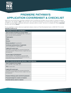 Fillable Online PREMIERE PATHWAYS APPLICATION COVERSHEET CHECKLIST Fax ...