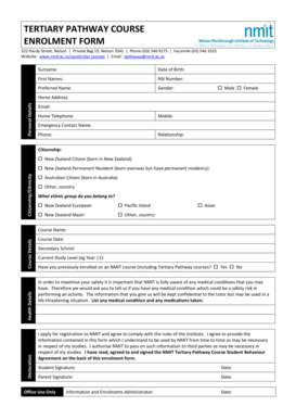 Fillable Online TERTIARY PATHWAY COURSE ENROLMENT FORM Fax Email Print ...