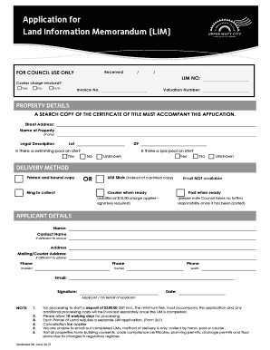Fillable Online Land Information Memorandum (LIM) Fax Email Print - pdfFiller