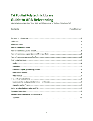 Fillable Online Tai Poutini Polytechnic Library Guide to APA Referencing Fax Email Print - pdfFiller