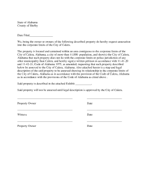 Fillable Online cityofcalera Said property is described in the attached ...