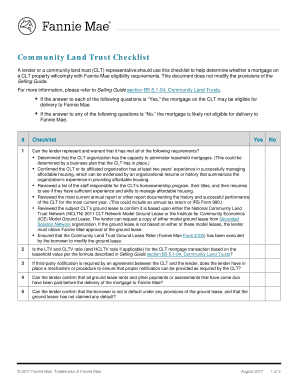 Fillable Online Community Land Trust Checklist Fax Email Print - pdfFiller