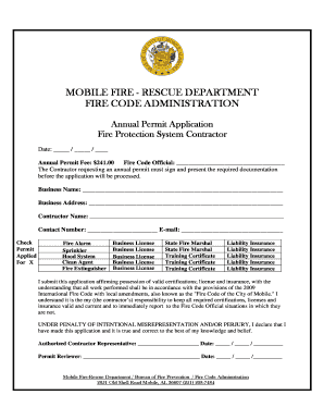 Fillable Online cityofmobile Annual Fire Protection System Contractor ...