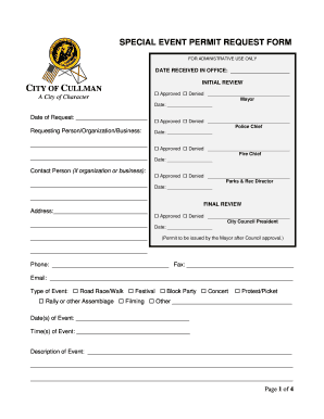 Fillable Online cullmancity SPECIAL EVENT PERMIT REQUEST FORM - City of Cullman Fax Email Print ...