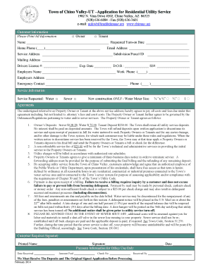 Fillable Online Application For Residential Utility Service Fax Email ...