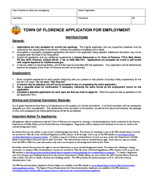 Fillable Online TOWN OF FLORENCE APPLICATION FOR EMPLOYMENT Fax Email ...