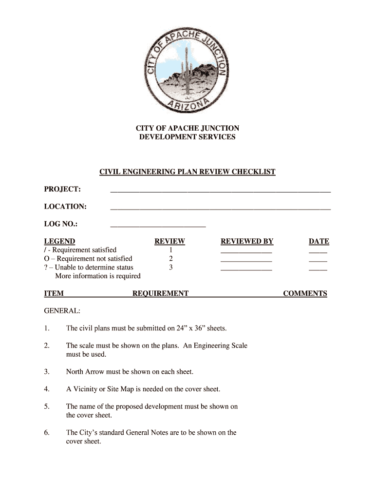 Fillable Online ajcity CIVIL ENGINEERING PLAN REVIEW CHECKLIST Fax ...