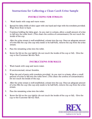 Fillable Online Instructions for Collecting a Clean Catch Urine Sample ...