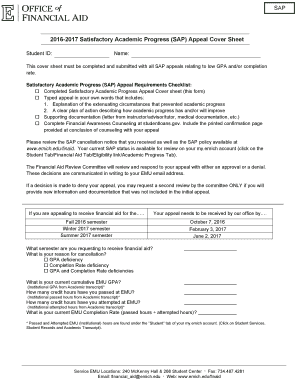 Fillable Online emich SAP 20162017 Satisfactory Academic Progress (SAP ...