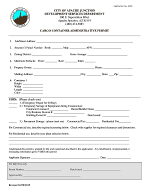 Fillable Online ajcity CARGO CONTAINER ADMINISTRATIVE PERMIT - ajcity ...