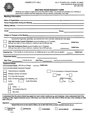 Fillable Online Meeting Room Request Form - Homer Alaska Fax Email ...
