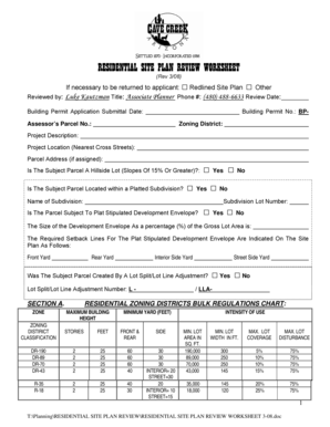 Fillable Online cavecreek RESIDENTIAL SITE PLAN REVIEW WORKSHEET ...
