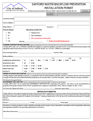 Fillable Online cityofsafford SAFFORD WATER BACKFLOW PREVENTION ...