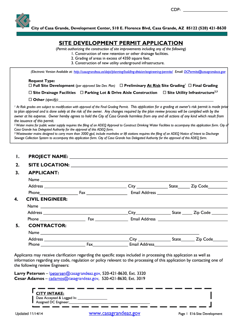 Fillable Online SITE DEVELOPMENT PERMIT APPLICATION - City of Casa ...