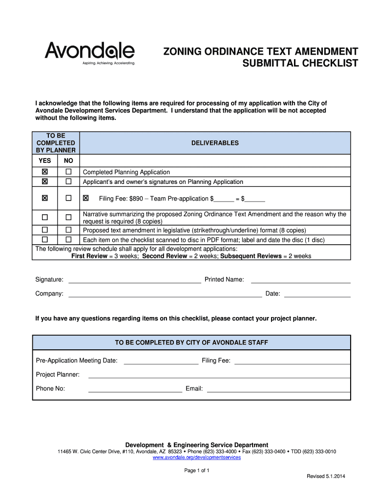 Fillable Online APPLICATION SUBMITTAL CHECKLIST - ciavondaleazus Fax Email Print - pdfFiller