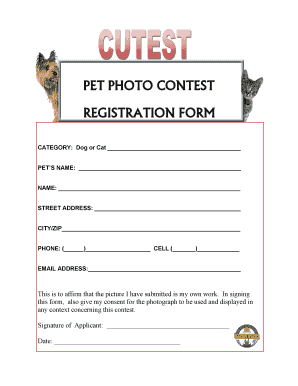 Fillable Online tollesonaz PET PHOTO CONTEST REGISTRATION FORM ...