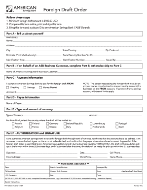 Fillable Online Savings Bank Foreign Draft Order Fax Email Print ...