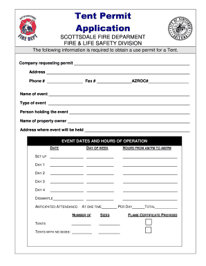 Fillable Online scottsdaleaz Tent Permit Application - Scottsdale Fax ...